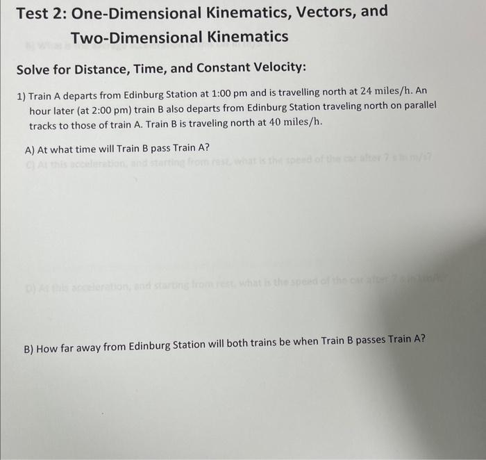 Solved Test 2: One-Dimensional Kinematics, Vectors, and | Chegg.com