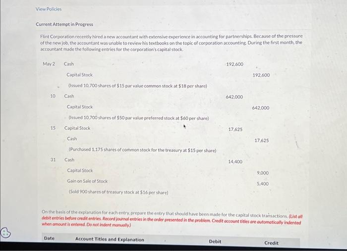 Solved View Policies Current Attempt in Progress Flint | Chegg.com