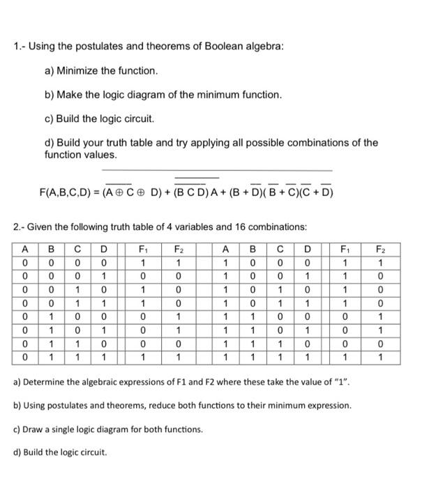 Solved BOOLE ALGEBRA. GOALS: At the end of the practice, the | Chegg.com