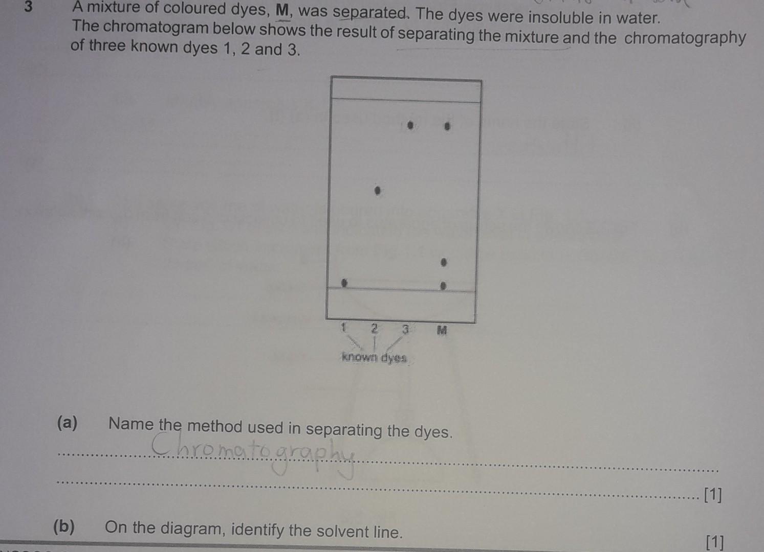 Solved 3 A mixture of coloured dyes, M, was separated. The | Chegg.com