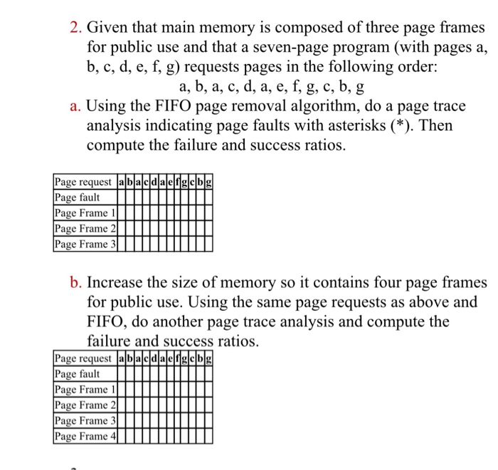 Solved 2. Given that main memory is composed of three page | Chegg.com