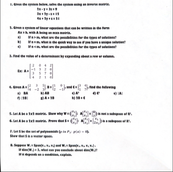 Solved Given the system below, solve the system using an | Chegg.com