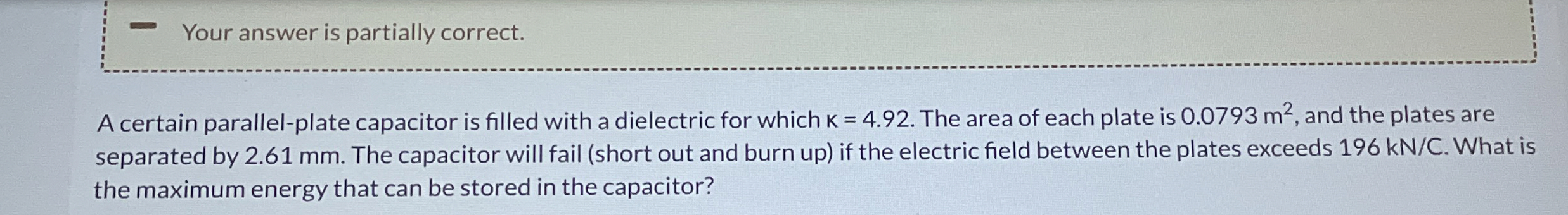 Solved A certain parallel-plate capacitor is filled with a | Chegg.com