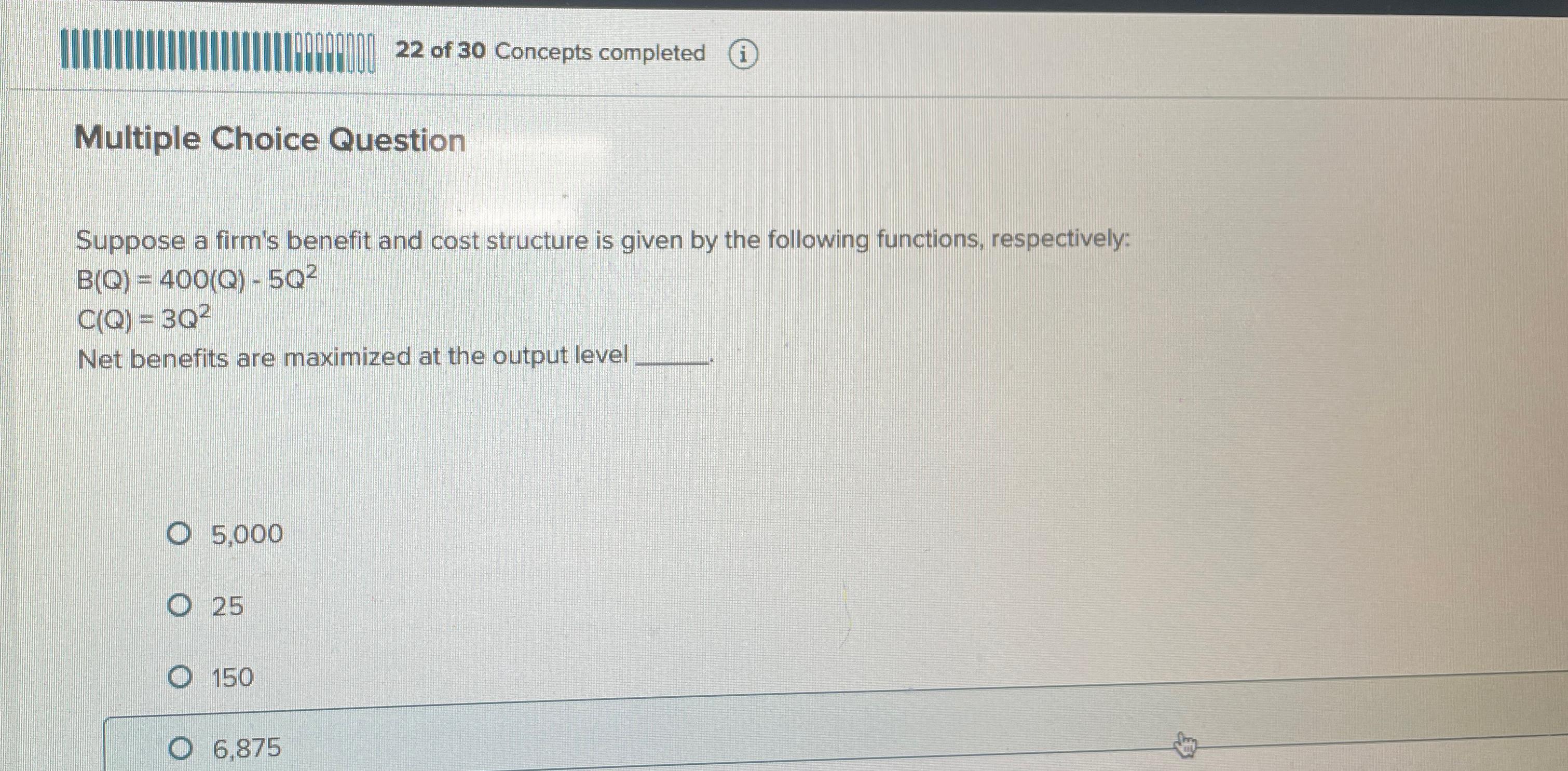 Solved 22 ﻿of 30 ﻿Concepts completed(i)Multiple Choice | Chegg.com