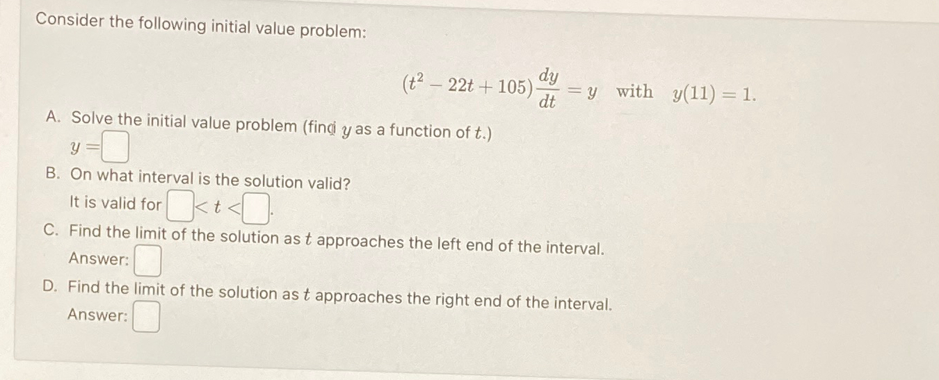Solved Consider the following initial value | Chegg.com