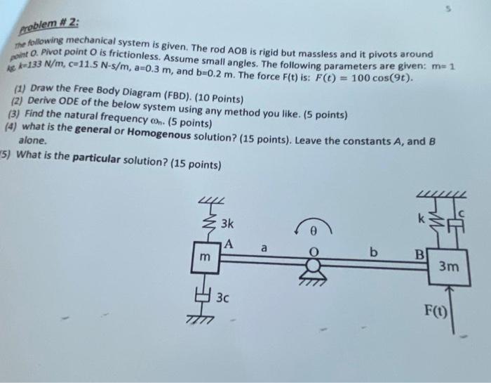 Solved Problem #2: The following mechanical system is given. | Chegg.com