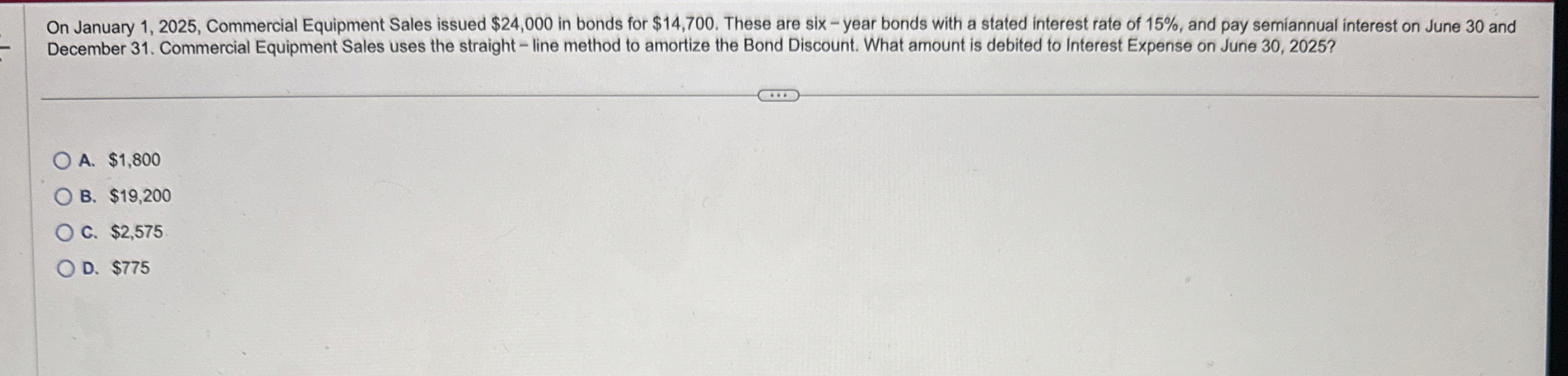 Solved On January 1, 2025, ﻿Commercial Equipment Sales | Chegg.com
