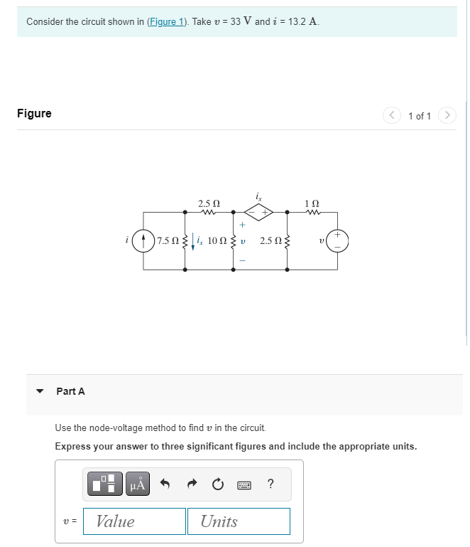 Solved Consider the circuit shown in (Figure 1). ﻿Take v=33V | Chegg.com