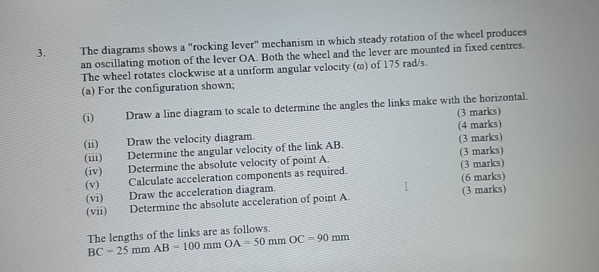 Solved 3. The diagrams shows a "rocking lever" mechanism in | Chegg.com