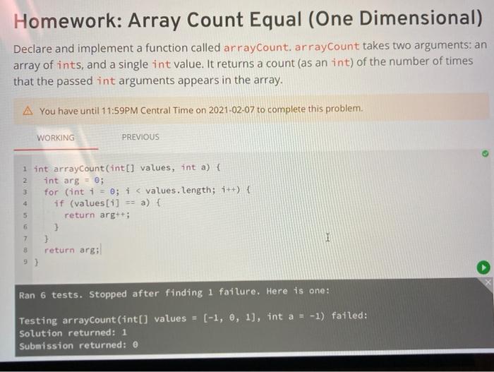 Solved Homework: Array Count Equal (One Dimensional) Declare | Chegg.com