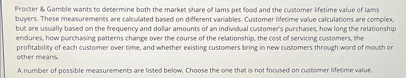 Solved Procter & Gamble wants to determine both the market | Chegg.com