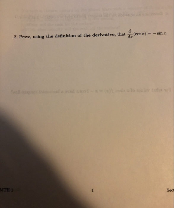 Solved 2. Prove, using the definition of the derivative, | Chegg.com
