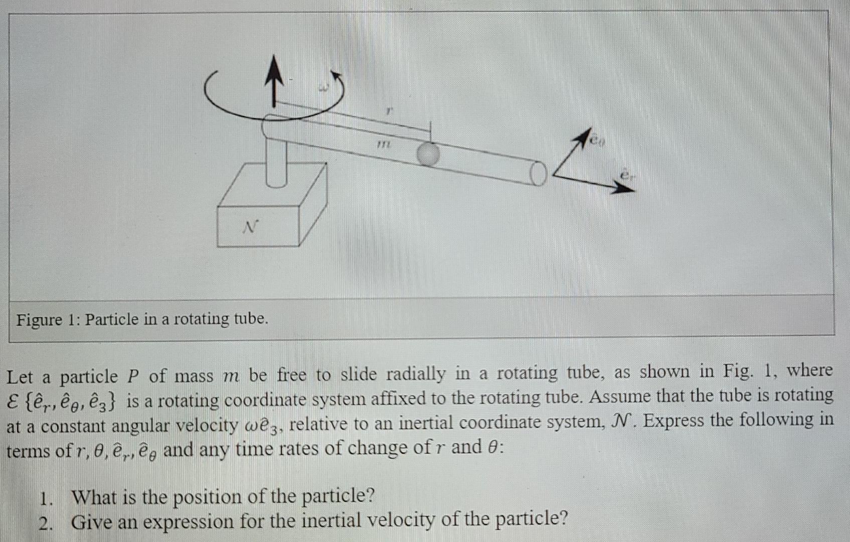 Solved (1 N Figure 1: Particle in a rotating tube. Let a | Chegg.com