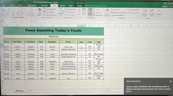 Solved using a custom AutoFilter, dilter the Matchups table | Chegg.com