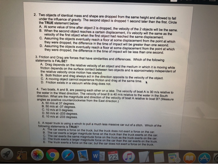 Solved 2. Two objects of identical mass and shape are | Chegg.com