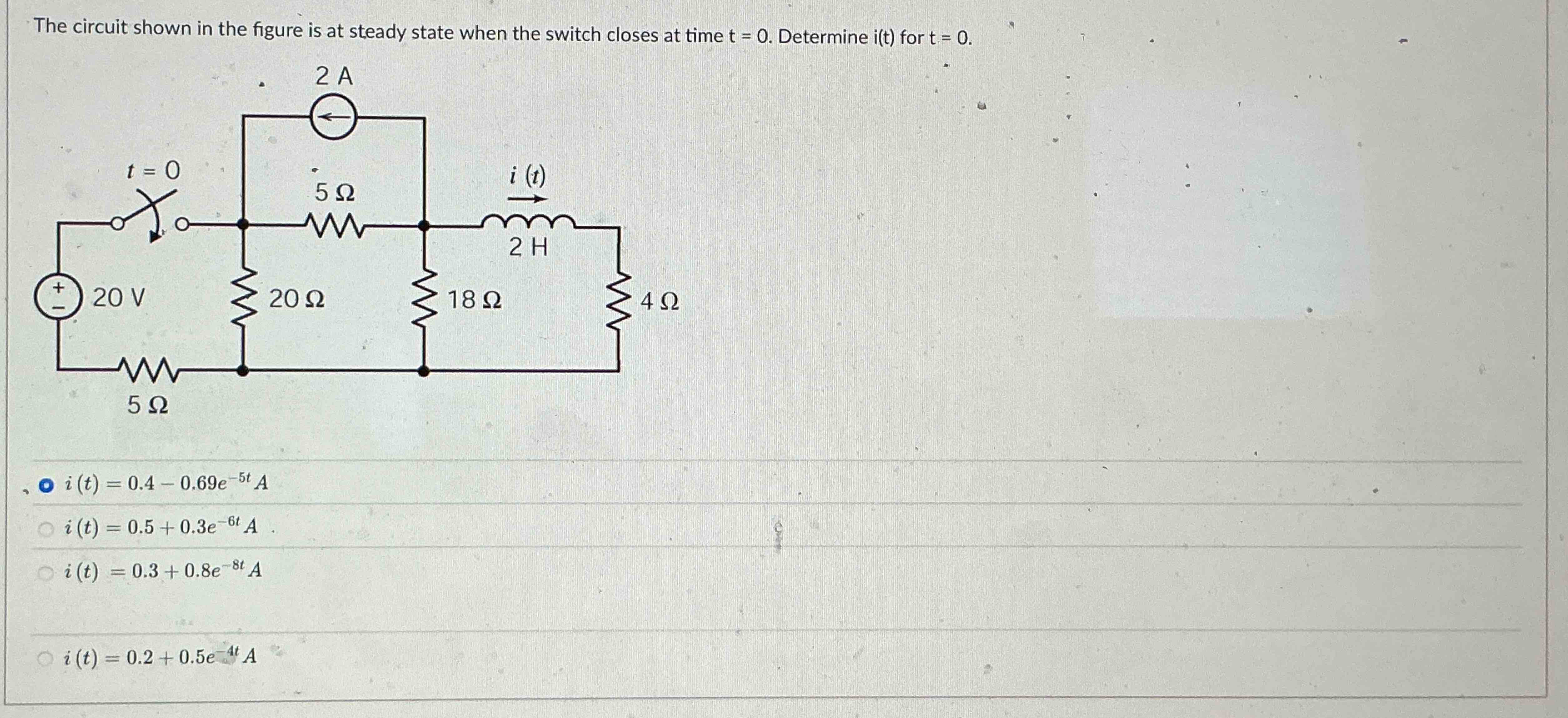 Solved The circuit shown in ﻿the figure is at ﻿steady state | Chegg.com
