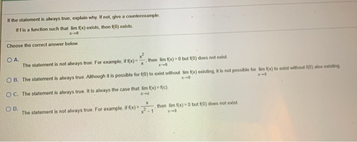 Solved f the statement is always true, explain why. If not, | Chegg.com