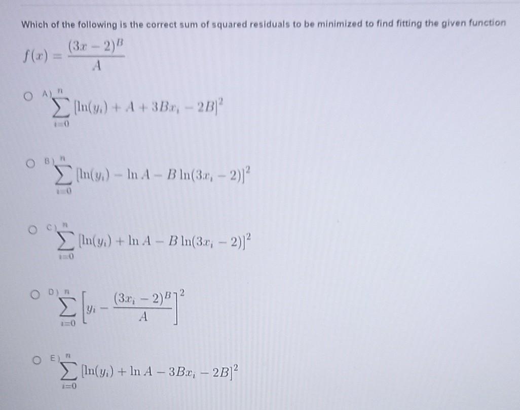 Which of the following is the correct sum of squared | Chegg.com