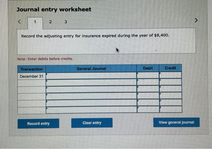 Solved Journal entry worksheet Record the adjusting entry | Chegg.com
