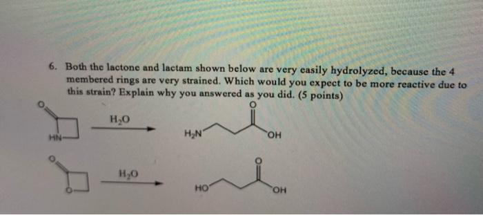Solved 6. Both the lactone and lactam shown below are very | Chegg.com