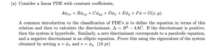 Solved (a) Consider a linear PDE with constant coefficients, | Chegg.com
