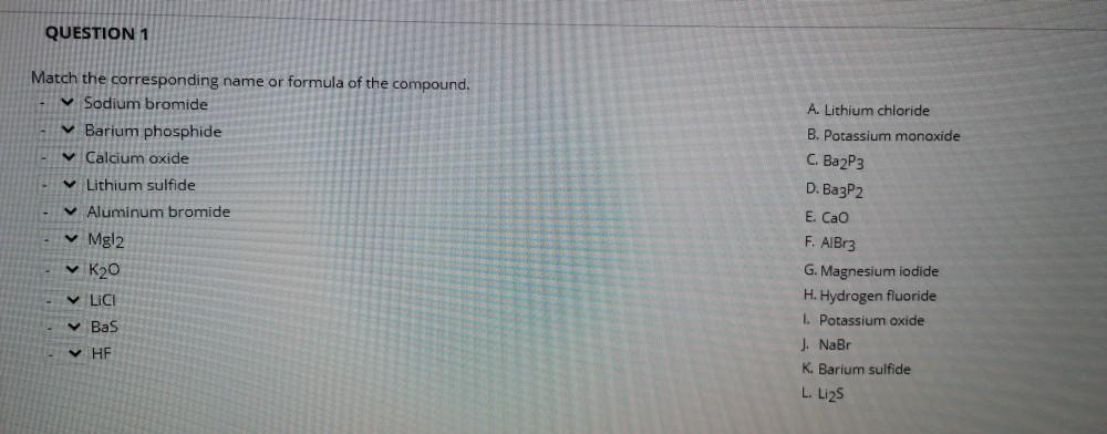 Solved QUESTION 1 Match the corresponding name or formula of | Chegg.com