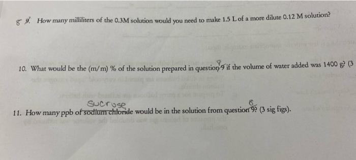 Solved 9. How many milliliters of the 0.3M solution would | Chegg.com