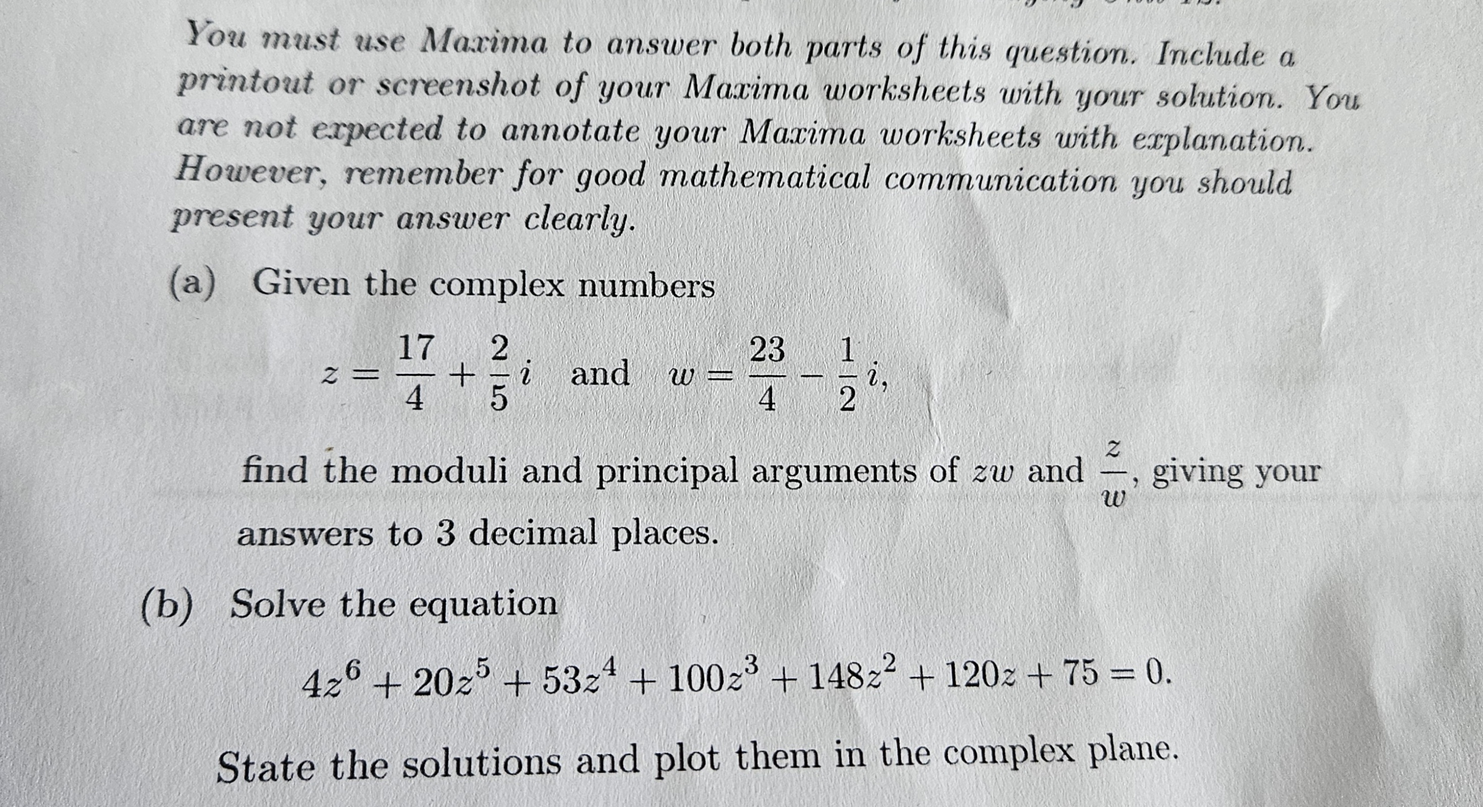 Solved You must use Maxima to ﻿answer both parts of ﻿this | Chegg.com