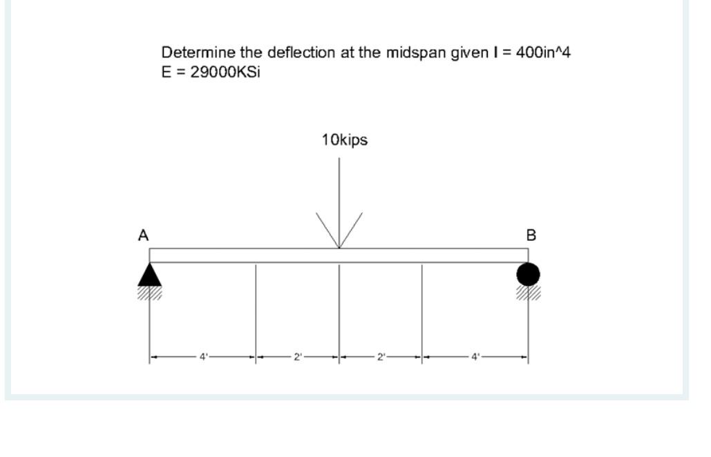 Solved Determine The Deflection At The Midspan Given 1