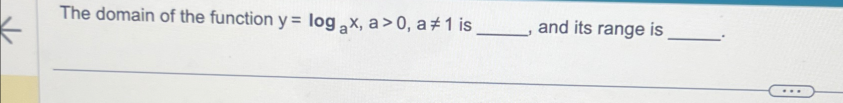 Solved The domain of the function y=logax,a>0,a≠1 ﻿is and | Chegg.com