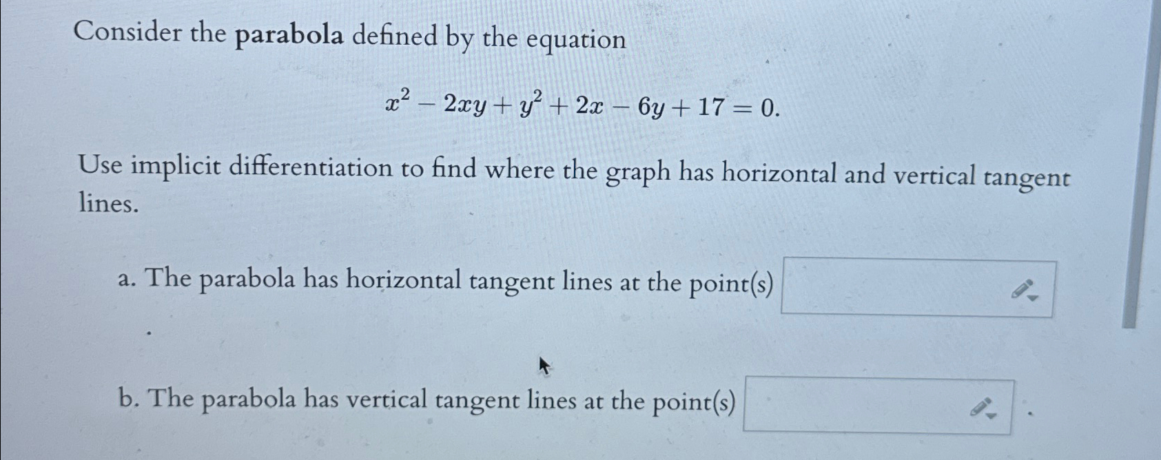 Solved Consider the parabola defined by the | Chegg.com