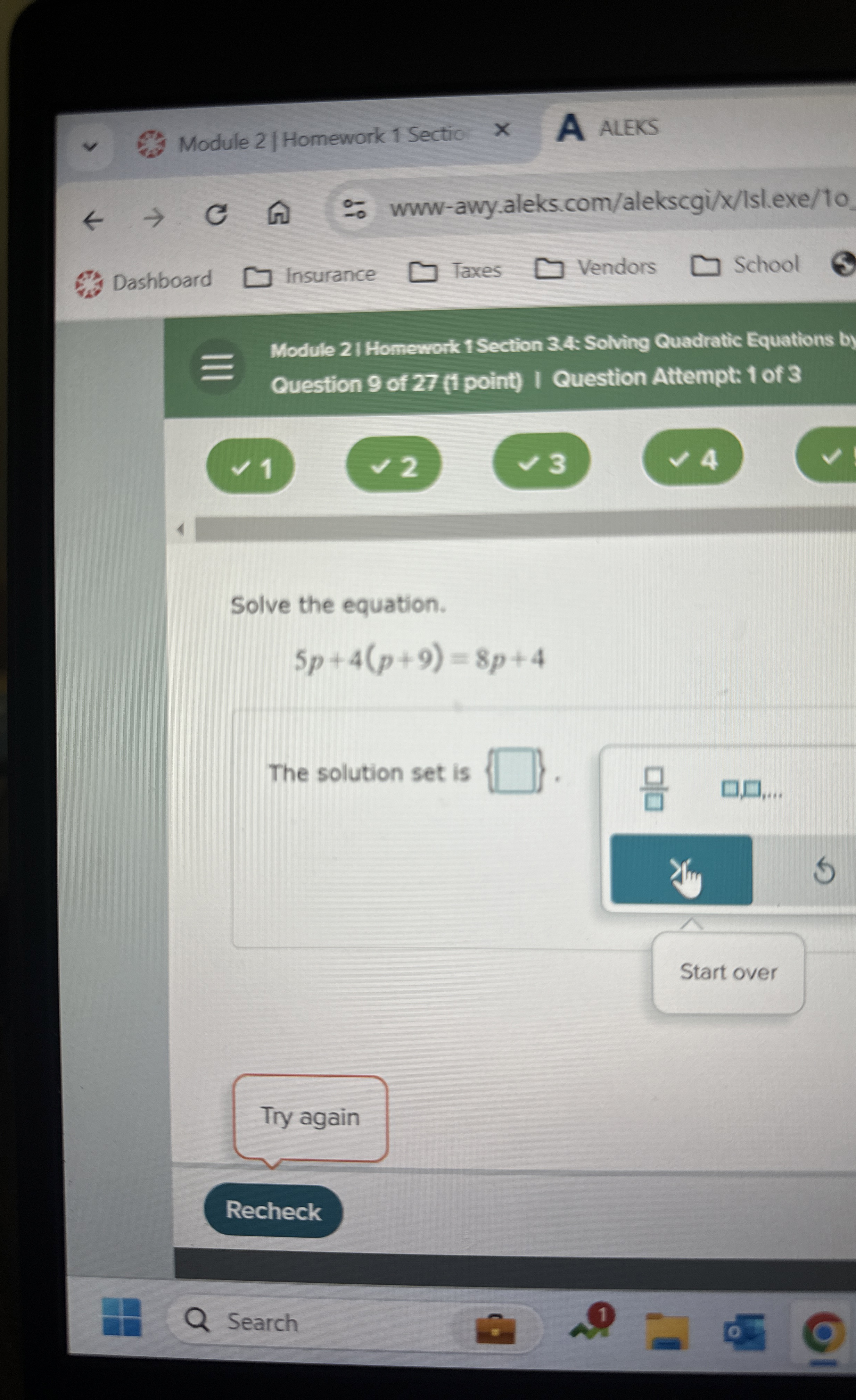 Solved Module 2 | ﻿Homework 1 ﻿SectioALEKS:' | Chegg.com