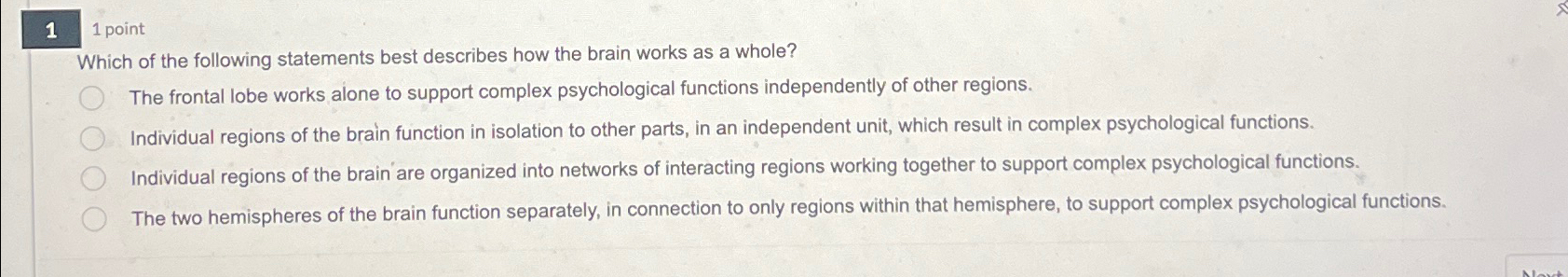 Solved 11 ﻿pointWhich of the following statements best | Chegg.com