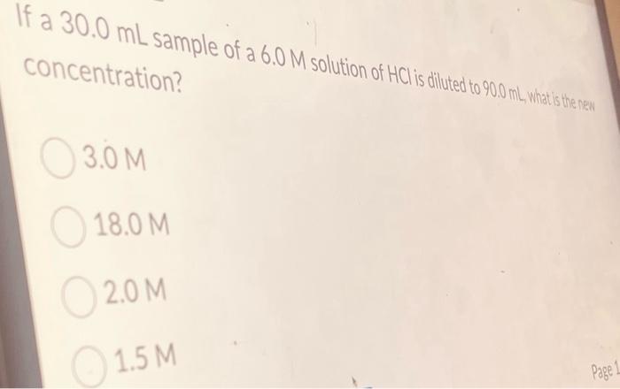 Solved II a 30.0 mL sample of a 6.0M solution of HCl is | Chegg.com