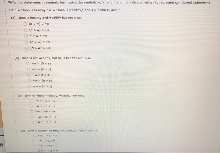 Solved Write the statements in symbolic form using the | Chegg.com