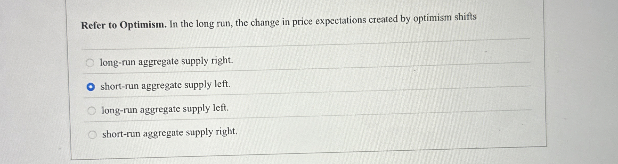 Solved Refer to Optimism. In the long run, the change in | Chegg.com