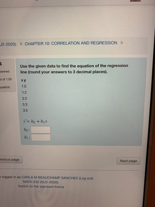 Solved U2-2020) CHAPTER 10: CORRELATION AND REGRESSION st | Chegg.com