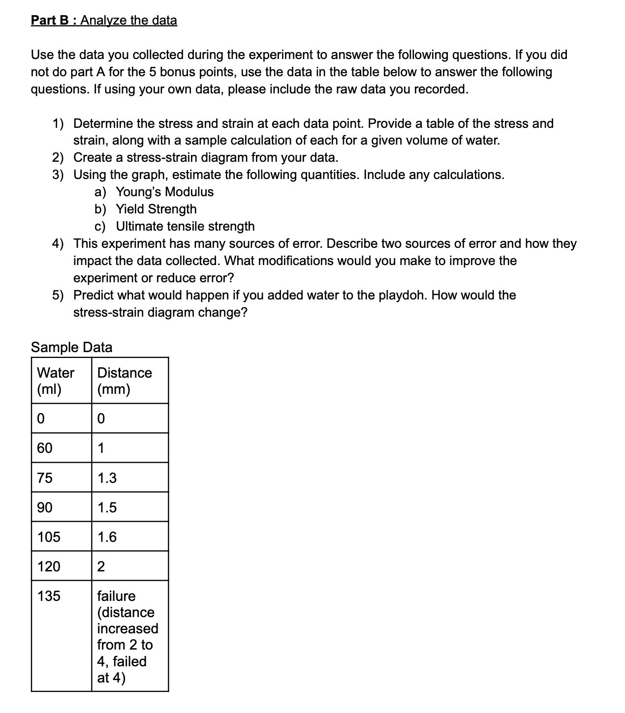 Solved Part B: Analyze the dataUse the data you collected | Chegg.com