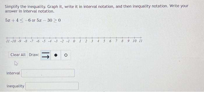Solved Simplify the inequality. Graph it, write it in | Chegg.com