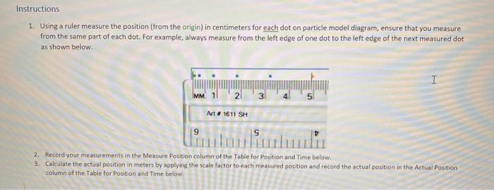 Instructions 1. Using a ruler measure the position | Chegg.com