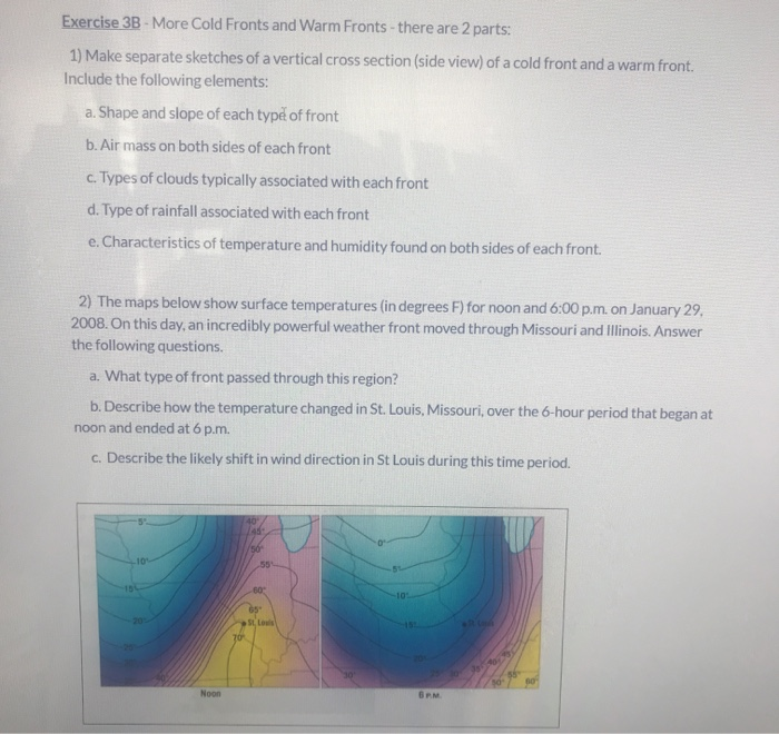 Solved Exercise 3B - More Cold Fronts and Warm Fronts - | Chegg.com