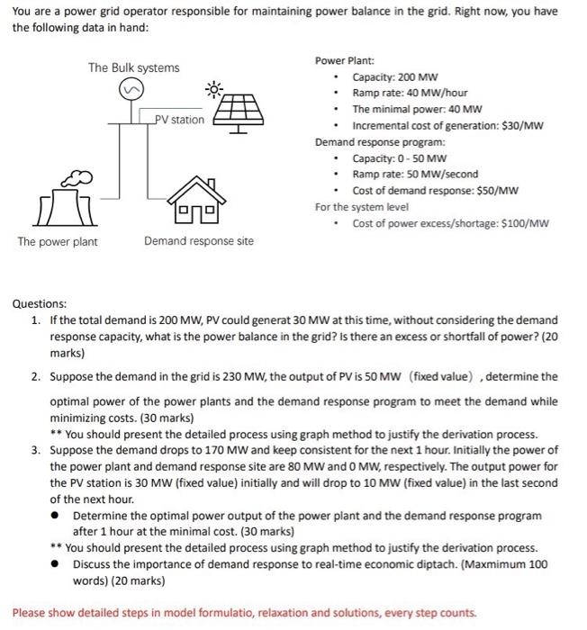 Solved You are a power grid operator responsible for | Chegg.com