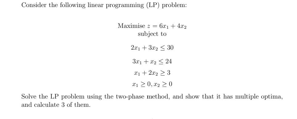 Solved Consider The Following Linear Programming Lp 5805