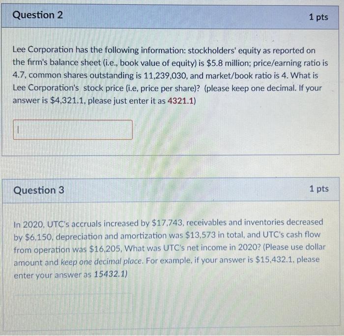 Solved Lee Corporation has the following information: | Chegg.com