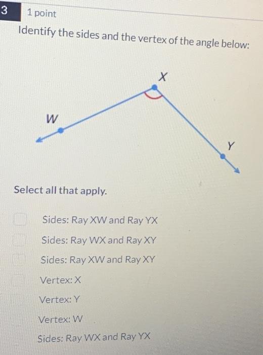 Solved Identify the sides and the vertex of the angle below: | Chegg.com