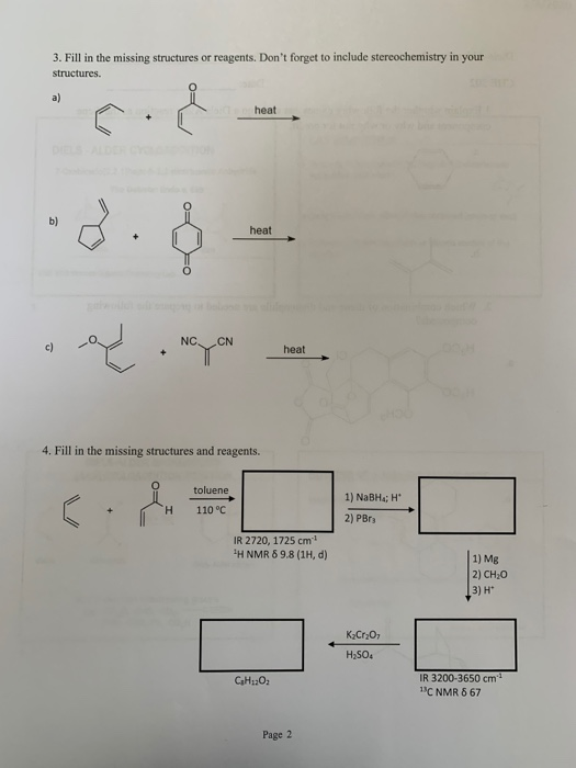 Solved 3. Fill in the missing structures or reagents. Don't | Chegg.com
