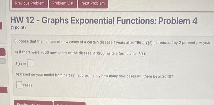 Solved HW 12 - Graphs Exponential Functions: Problem 4 (1 | Chegg.com