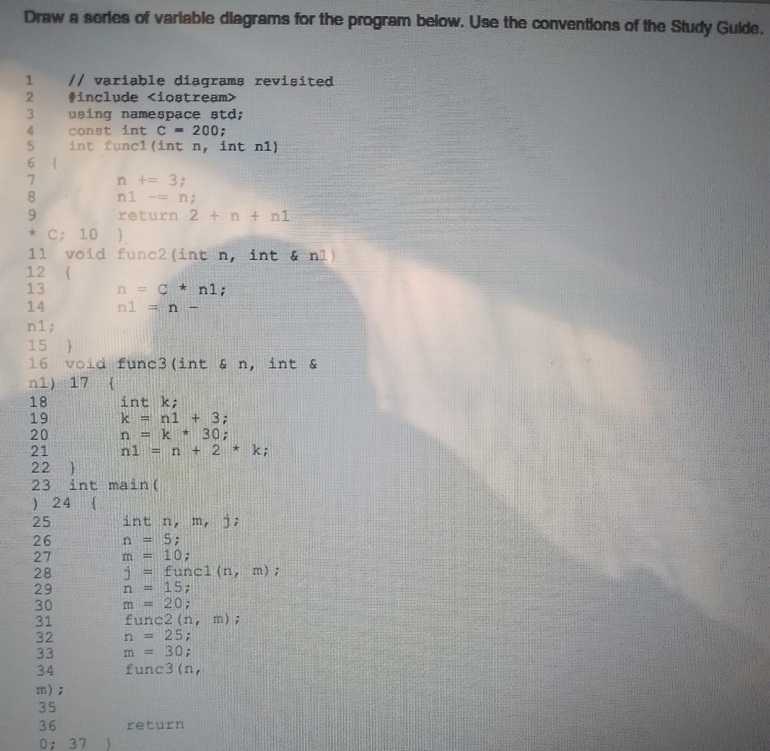 Draw a serles of varlable dlagrams for the program | Chegg.com