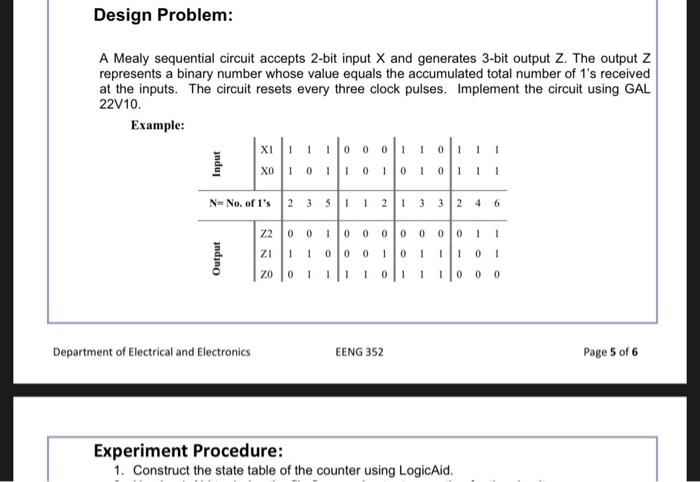 Solved A Mealy Sequential Circuit Accepts 2 Bit Input X And 