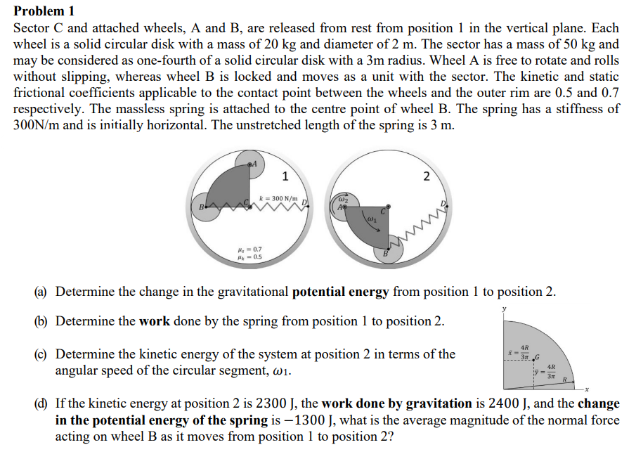 Solved Problem 1Sector C and attached wheels, A and B, ﻿are | Chegg.com